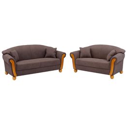 3-Sitzer Home Affaire "Milano", braun, B:190cm H:83cm T:81cm, Sofas, 2-Sitzer und 3-Sitzer, incl. Zierkissen