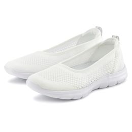 Sneaker Ballerinas Lascana, Damen, Gr. 35, weiß (sanftes weiß), Obermaterial: 100% Textilmaterial. Futter: 100% Textilmaterial. Decksohle: 100% Textilmaterial. Laufsohle: 100% Synthetik, unifarben, Schuhe Ballerina, ultraleichter Slipper, Freizeitschuh zum Reinschlüpfen VEGAN