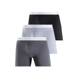Langer Boxer Copenhagen Studios "Boxershorts für Herren", Herren, Gr. L, schwarz (anthrazit, grau, meliert, schwarz), Jersey, Obermaterial: 95% Baumwolle, 5% Elasthan (LYCRA), unifarben, Unterhosen, mit längerem Bein und Logobund