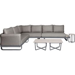 Gartenlounge-Set Best "Fellow", grau (anthrazit,), B:320cm T:242cm, Aluminium, Keramik, Polyester, Sitzmöbel-Sets, inklusive 10 Kissen und 3 Beistelltischen