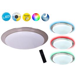 Näve NÄVE LED Deckenleuchte "Triest", weiß, 1, Ø 50cm H: 8cm, 1 Stk., Leuchten, Schirm Kristalleffekt, Nachtlicht, CCT, RGB Rahmenbeleucht., dimmbar
