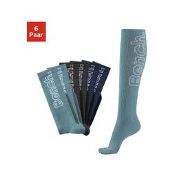 Kniestrümpfe Bench., Herren, Gr. 35-38, bunt (2x dunkel mint, 2x grau, 2x marine), Baumwollmischung, unifarben, elastisch, Socken, mit antibakterieller Feuchtigkeitsregulierung
