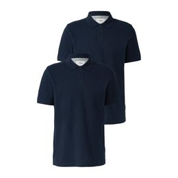 Poloshirt s.Oliver, Herren, Gr. XL, blau, Piqué, Obermaterial: 100% Baumwolle, unifarben, regular fit taillenbedeckt, ohne Ausschnitt, Shirts, mit Logo Stickerei
