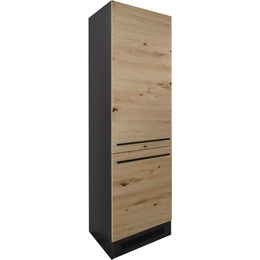 Kühlumbauschrank BASIC BY BALCULINA "Jazz 60er Kühlumbauschrank, Küchenschrank BxHxT 60x211x57 cm", schwarz (artisan eiche, anthrazit), B:60cm H:211cm T:57cm, Holzwerkstoff, Schränke, Kühlumbauschrank mit 2 Türen und 3 Einlegeböden