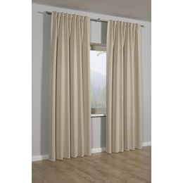 Gardine SEHLBACH "Schal Dimout Uni" Gr. 2, beige, B:140cm H:245cm, Polyester, Gardinen, Gardine, mit Gardinenband und verdeckten Schlaufen