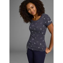 T-Shirt Kangaroos, Damen, Gr. 40/42 (M), blau (marine), Rippware, Obermaterial: 100% Baumwolle, unifarben, Casual, sehr figurbetont hüftbedeckend, Rundhals, eingesetzt Rippbündchen, Shirts, kurzärmelig, sehr figurbetont und hüftbedeckend