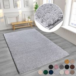 Hochflor-Teppich my home "Viva" Gr. 7, grau (hellgrau), B:240cm H:45mm L:320cm, Kunstfaser, Teppiche, Uni Farben, einfarbig, besonders weich und kuschelig, Kundenliebling