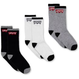 Socken LEVI'S KIDS "BATWING REGULAR CUT 3PK", Baby, Gr. 10/11 (37,5/40), schwarz (schwarz, weiß, grau), Polyester, Socken, for BOYS