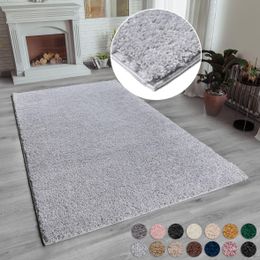 Hochflor-Teppich my home "Shaggy 30" Gr. 1, grau (hellgrau), B:60cm H:30mm L:90cm, Kunstfaser, Teppiche, Teppich, Uni Farben, besonders weich und kuschelig, Kundenliebling