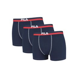 Boxershorts Fila, Herren, Gr. L, blau (navy), Obermaterial: 95% Baumwolle, 5% Elasthan, bedruckt, unifarben mit Farbeinsatz, körpernah, Unterhosen Hipster-Panty, elastischer Logobund, Kontrastnähte