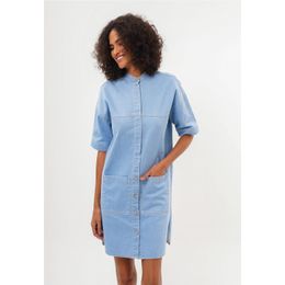 Jeanskleid FRESHLIONS "Josy", Damen, Gr. S, EURO-Gr&ouml;&szlig;en, blau (hellblau), 100% Baumwolle, normal, Kleider Blusenkleid, mit durchgehender Knopfleiste