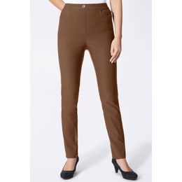 Webhose Classic Basics, Damen, Gr. 19, Kurzgr&ouml;&szlig;en, braun (toffee), 72% Viskose, 25% Polyamid, 3% Elasthan, unifarben, lang, Hosen