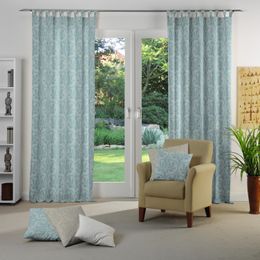 Vorhang WIRTH "Medina" Gr. 1, blau (türkis), B:135cm H:145cm, Baumwolle, Polyester, Gardinen