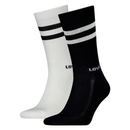 Levi's Socken LEVI'S "LEVIS REGULAR CUT SPORT STRIPE 2P", Herren, Gr. 39-42, schwarz-wei&szlig; (schwarz, wei&szlig;), Baumwollmischung, unifarben mit Farbeinsatz, normal, Socken Socken, mit auff&auml;lligen Streifen