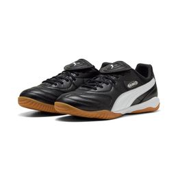 Hallenschuh Puma "KING LIGA IT", Gr. 43, schwarz-weiß (Puma schwarz, Puma weiß, Puma silber), Synthetik, Sportlich, Schuhe