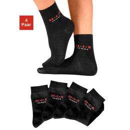 H.I.S. Basicsocken H.I.S, Kinder, Gr. 19-22, schwarz, Baumwolle, Elasthan (LYCRA), Polyamid, unifarben, elastisch, Socken, mit kontrasfarbenem Logo