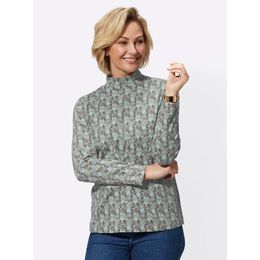 Langarmshirt Classic Basics "Shirt", Damen, Gr. 42, grün (mint, bedruckt), 95% Baumwolle, 5% Elasthan, gemustert, mehrfarbig, Shirts