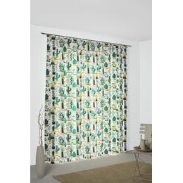 Vorhang WIRTH "Oakham" Gr. 1, beige (natur, grün), B:132cm H:145cm, Jacquard, Polyester, Gardinen