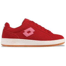 Sneaker Lotto, Damen, Gr. 39, rosa (rot, leuchtendespink), Synthetik, unifarben mit Farbeinsatz, Schuhe Sneaker, - mit extra breiter Schn&uuml;rung