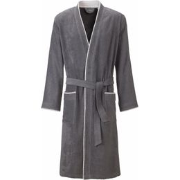 Herrenbademantel Egeria "Nico, ideal für Sauna & Spa, Hotelbademantel, Morgenmantel" Gr. M, grau (grafit), L:120cm, Walkfrottee, Hausmäntel, Bademantel, mit Kimono-Kragen, farblich abgesetzte Paspelierung