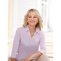 Poloshirt Classic Basics "Poloshirt", Damen, Gr. 38, lila (flieder), 100% Baumwolle, unifarben, Shirts