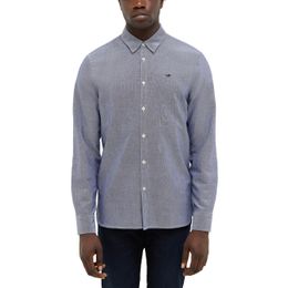 Langarmhemd Mustang "Herren Style Edinburg", Herren, Gr. M, US-Gr&ouml;&szlig;en, blau 4136, Twill, 100% Baumwolle, meliert, slim fit, Hemden