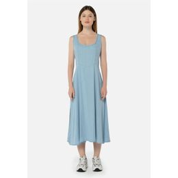 Jerseykleid FRESHLIONS "Beatrix", Damen, Gr. L, EURO-Größen, blau (hellblau), 100% Polyester, unifarben, lang, Rundhals, Kleider Sommerkleid Midikleid, im modischen Design