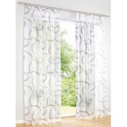Gardine HEINE HOME Gr. 3, grau (wei&szlig;, taupe), B:140cm H:225cm, Polyester, Gardinen, Gardine