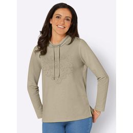 Langarmshirt Inspirationen "Sweatshirt", Damen, Gr. 40, beige (sand), 50% Baumwolle, 50% Polyester, unifarben, Shirts