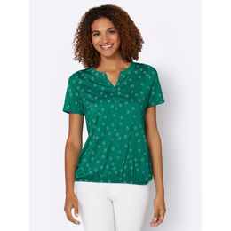 Print-Shirt Casual Looks "Shirt", Damen, Gr. 36, grün (grün, weiß, bedruckt), 50% Baumwolle, 50% Modal, bedruckt, gemustert, mehrfarbig, Rundhals, Shirts