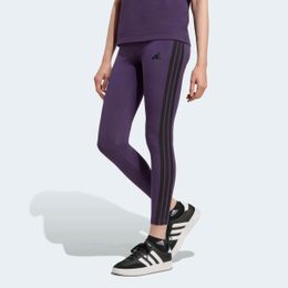 Trainingstights adidas Sportswear "W 3S SJ LEG", Damen, Gr. M, N-Gr, schwarz (aurora plum, schwarz), Obermaterial: 90% Baumwolle, 10% Elasthan, Sportlich, Hosen