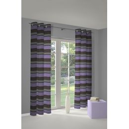 Vorhang WIRTH "Menorca" Gr. 1, lila, B:135cm H:145cm, Baumwolle, Polyester, Gardinen