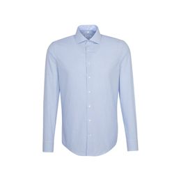 Businesshemd Seidensticker "Slim", Herren, Gr. XL (44), normale Ärmellängen, blau (hellblau), 100% Baumwolle, gestreift, slim fit, 2-Knopf-Manschette, Hemden, Slim Langarm Kentkragen Streifen