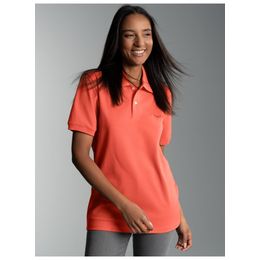 Poloshirt TRIGEMA "TRIGEMA Poloshirt DELUXE Piqué", Damen, Gr. L, orange (peach), 100% Baumwolle, Basic, Shirts