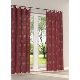Vorhang Stickereien Plauen "Hirsch" Gr. 1, rot (hellrot, rot), B:130cm H:125cm, Polyester, Viskose, Gardinen
