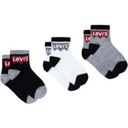 Socken LEVI'S KIDS "BATWING MID CUT3PK", Baby, Gr. 4 (23,5/26,5), schwarz, Elasthan, Polyester, Socken, im 3er-Pack