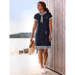 Jerseykleid Casual Looks "Jersey-Kleid", Damen, Gr. 40, Normalgrößen, blau (marine), Jersey, 100% Baumwolle, gemustert, gestreift, unifarben, kurz, Kleider