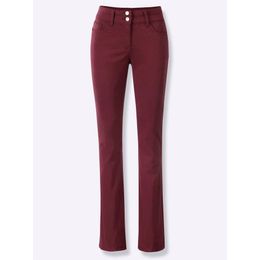 Bootcut-Jeans Inspirationen, Damen, Gr. 48, Normalgrößen, rot (burgund), 97% Baumwolle, 3% Elasthan, unifarben, lang, Jeans