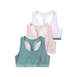 Bustier Bench., Mädchen, Gr. 134/140, N-Gr, weiß (rosa, weiß, salbei), Jersey, Obermaterial: 90% Baumwolle, 10% Elasthan (LYCRA), unifarben, körpernah, BHs, in sportlicher Optik mit Ringerrücken