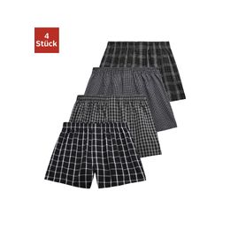 Webboxer AUTHENTIC LE JOGGER, Herren, Gr. 3 (XS), schwarz-weiß (schwarz, weiß), Webqualität, Obermaterial: 100% Baumwolle, kariert, bequem, Unterhosen, vier unterschiedliche Dessins