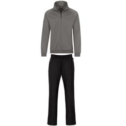 Jogginganzug TRIGEMA "TRIGEMA Jogginganzug", Herren, Gr. L, grau (taupe, melange), 70% Baumwolle, 30% Polyester, Sportanzüge