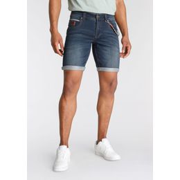 Jeansshorts Bruno Banani, Herren, Gr. 36, N-Gr, blau (dunkelblau us), Denim/Jeans, Obermaterial: 70% Baumwolle, 28% Polyester, 2% Elasthan, modisch, gerade, Jeans, bequemer Sitz, gerade Beinform, mit praktischen Taschen
