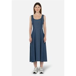 Jerseykleid FRESHLIONS "Beatrix", Damen, Gr. L, EURO-Größen, blau (dunkelblau), 100% Polyester, unifarben, lang, Rundhals, Kleider Sommerkleid Midikleid, im modischen Design
