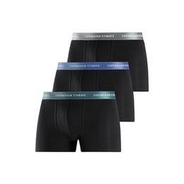 Boxer Copenhagen Studios "Boxershorts für Herren", Herren, Gr. L, bunt (schwarz, blau, schwarz, salbei, schwarz, grau), Jersey, Obermaterial: 95% Baumwolle, 5% Elasthan (LYCRA), unifarben, Unterhosen, mit farbigem Logo-Bund