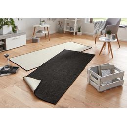 Teppich NORTHRUGS "Miami Wendeteppich" Gr. 12, schwarz, B:80cm H:5mm L:250cm, Kunstfaser, Teppiche, In-& Outdoor, Wetterfest, Balkon, Läufer, Wohnzimmer, Wasserfest