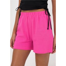 Shorts FRESHLIONS "Zara", Damen, Gr. M, EURO-Gr&ouml;&szlig;en, pink, 100% Baumwolle, unifarben, kurz, Hosen Shorts, im einfarbigen Design
