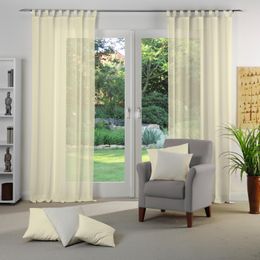 Vorhang WIRTH "Sunday" Gr. 1, beige (creme), B:142cm H:145cm, Jacquard, Baumwolle, Polyester, Gardinen