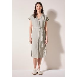 Sommerkleid Cecil, Damen, Gr. L42, US-Größen, beige (pumice beige), Stoff, 55% Leinen, 45% Viskose, unifarben, Casual, gerade knielang, V-Ausschnitt, Bündchen, Kleider, mit seitlichen Einschubtaschen