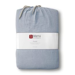 Bettw&auml;sche Biberna Gr. 1, blau, B/L: 135cm x 200cm, Musselin, B/L: 80cm x 80cm, 2 Stk., Musselin, 100% Baumwolle, Bettw&auml;sche, Bettw&auml;sche