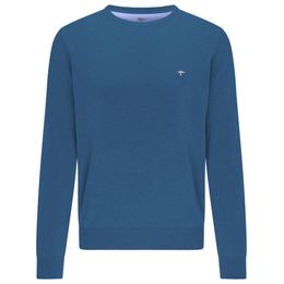 Strickpullover Fynch-Hatton "Fynch-Hatton Langarmpullover", Herren, Gr. 3XL, blau (azure), Strick, Obermaterial: 100% Baumwolle, normal h&uuml;ftbedeckend, Rundhals, Flachstrickb&uuml;ndchen, Pullover Strickpullover, mit Logostickerei, Topseller